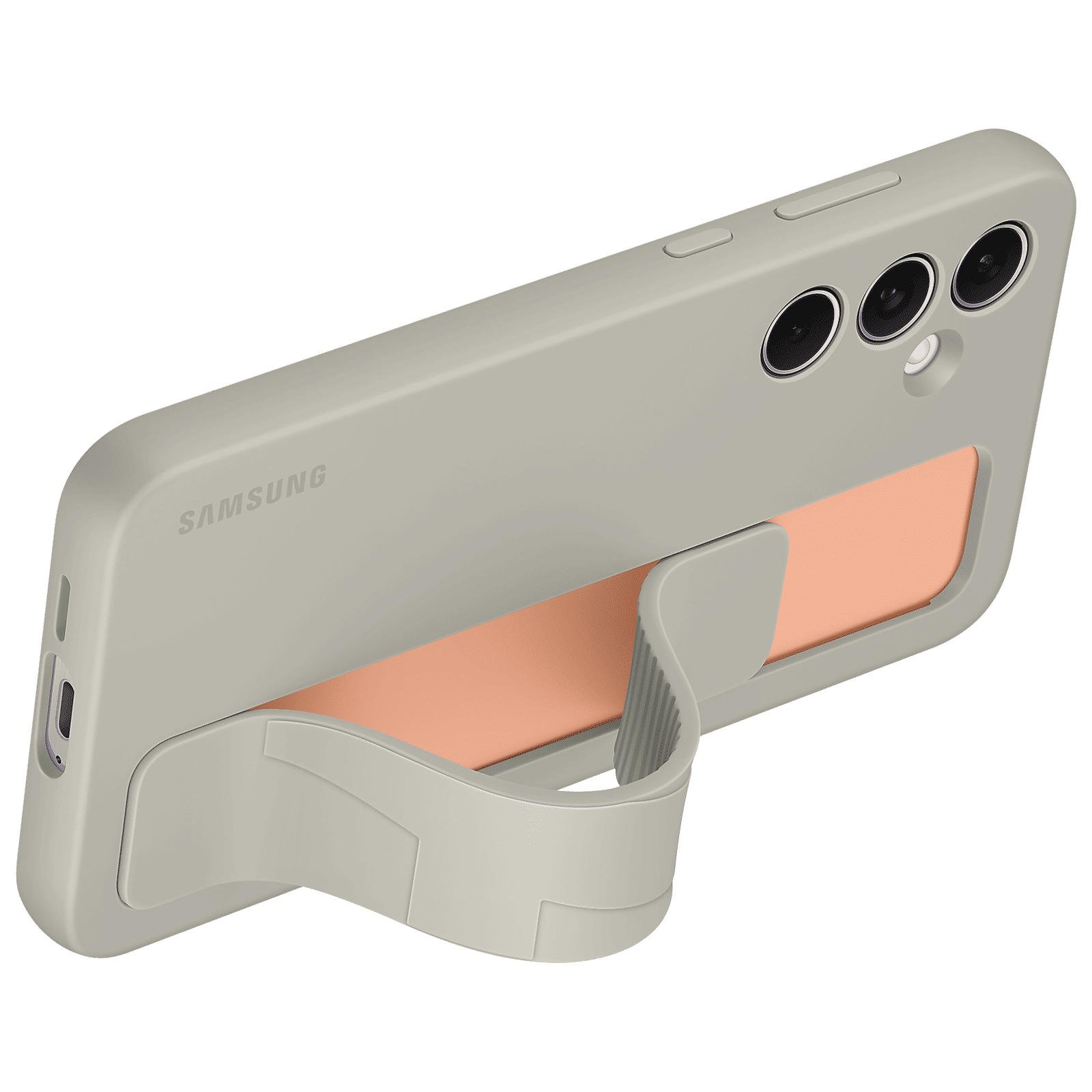 Buy SAMSUNG Standing Grip Back Cover for SAMSUNG Galaxy A55 (Flexible Silicone Strap, Gray ...